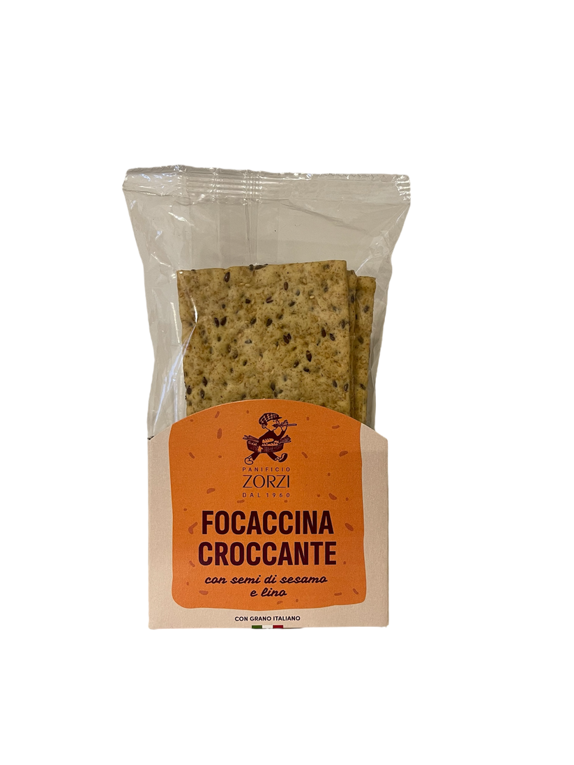 Focaccina Croccante con semi di Sesamo e Lino 120g - box da 7 confezio ...